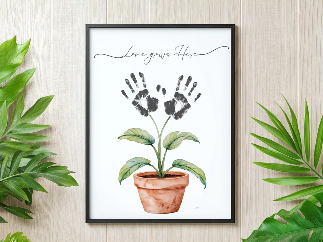 Love Grows Here Handprint Art, Mom Gift (PDF) - Etsy