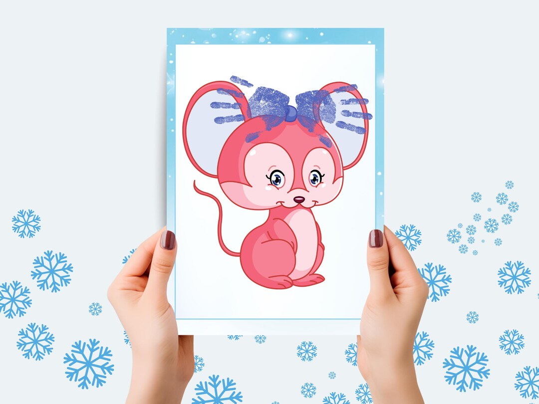 Winter Handprint Craft Template, Mouse Handprint Art, Printable Winter ...