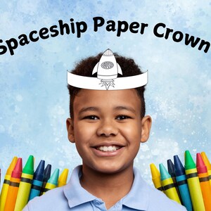 Spaceship Paper Crown Template, Printable Paper Crown, Space Coloring ...