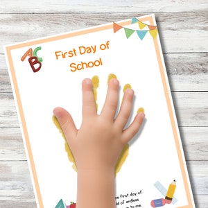 First Day of School Handprint Art Craft Back to School Printable First ...