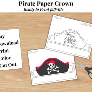 Pirate Hat Paper Crown Template, Printable Paper Crown, Pirate Party ...
