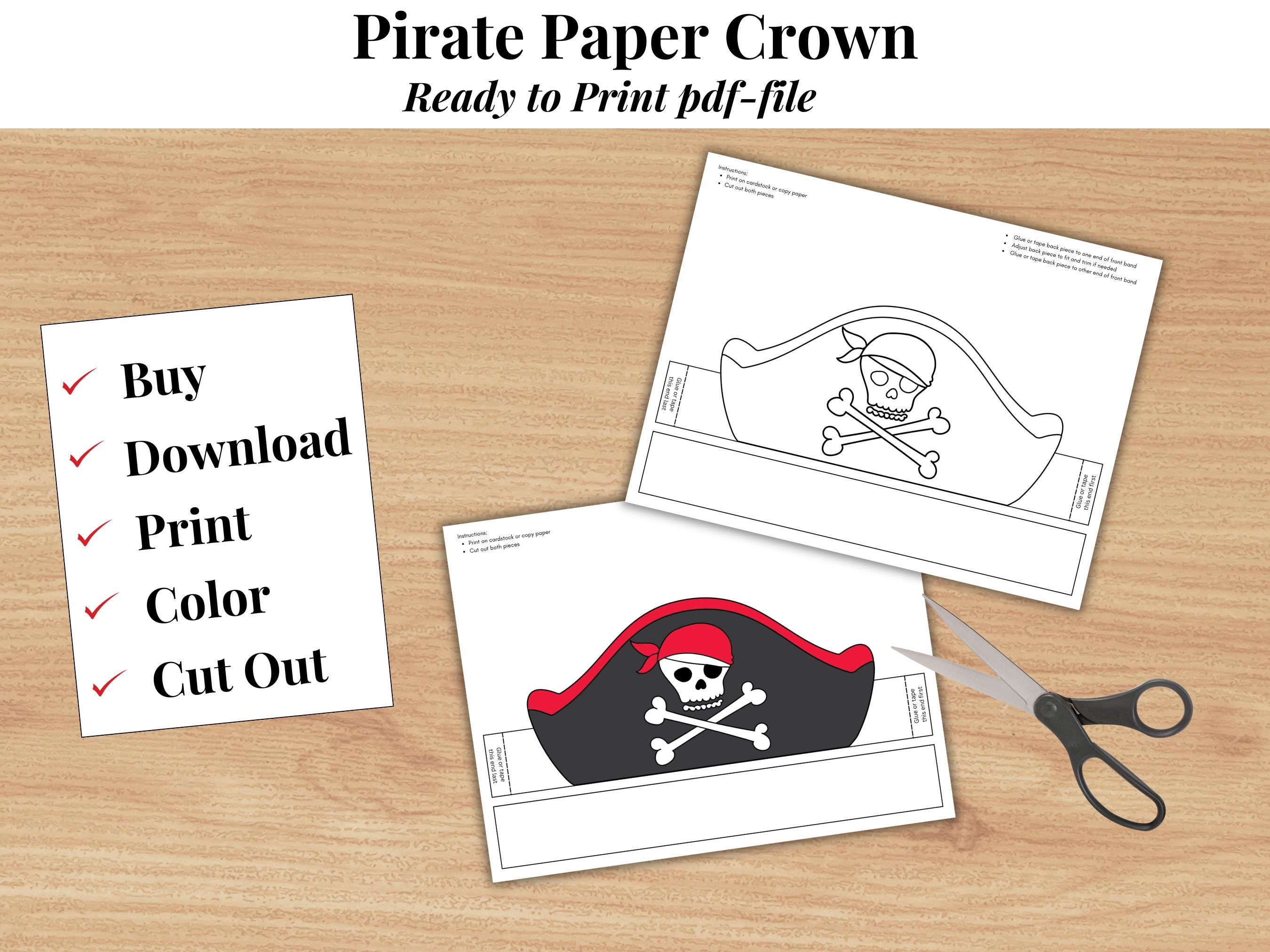 Pirate Hat Paper Crown Template, Printable Paper Crown, Pirate Party ...