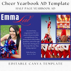 Half Page Cheer Yearbook Ad Template, Senior Graduation Tribute Half ...