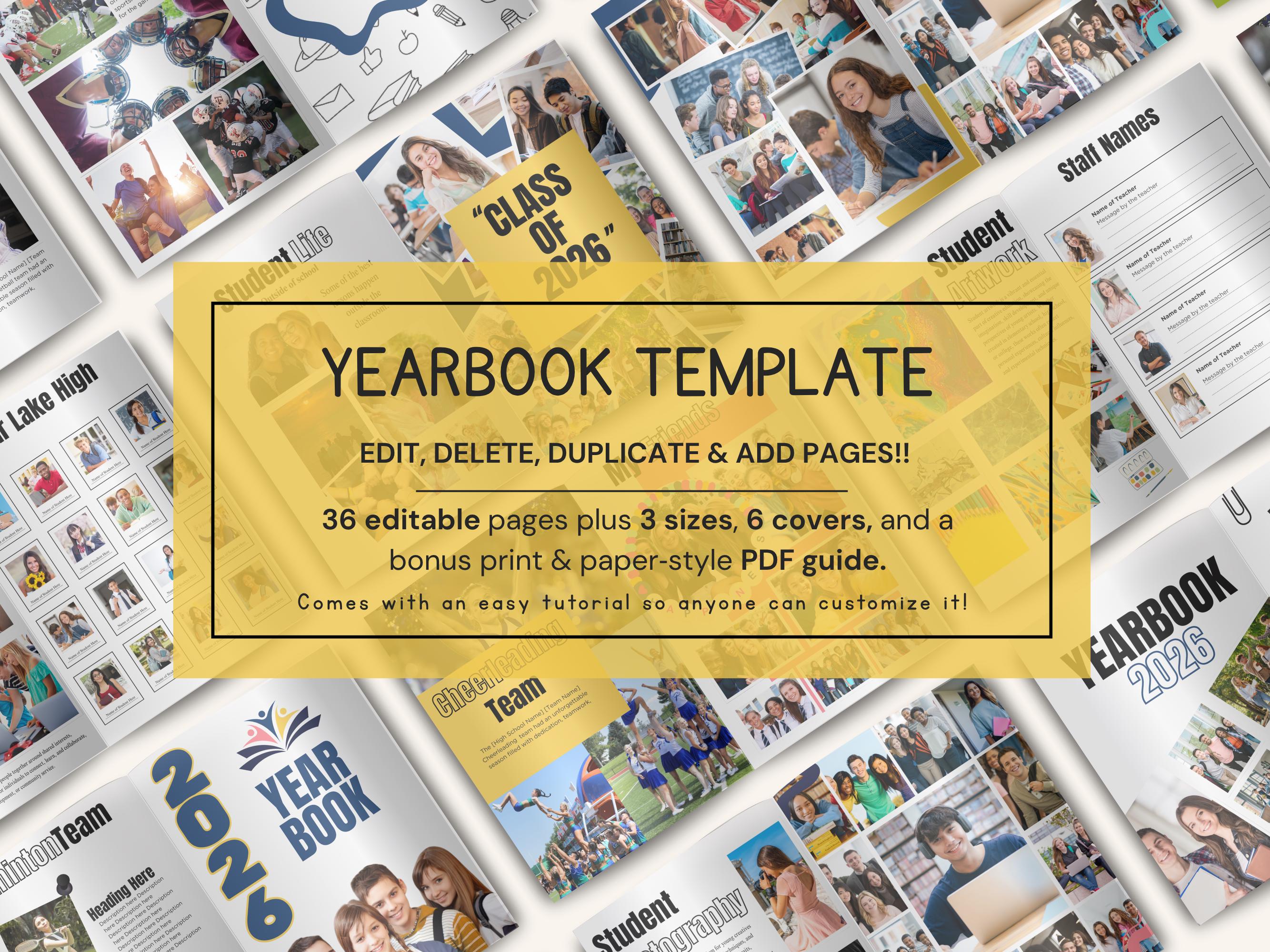 Canva Yearbook Template for Schools, Editable Senior Yearbook Layout ...