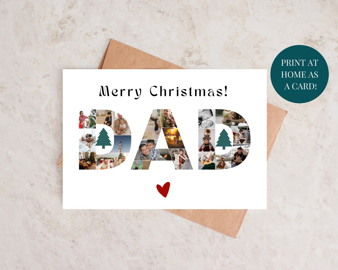Merry Christmas Printable Dad Card, Customizable Dad Photo Collage ...