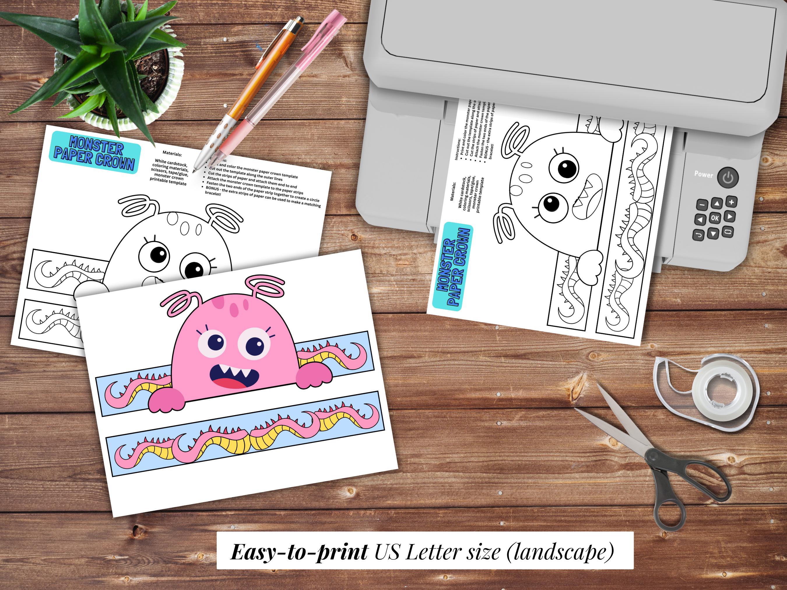 Monster Paper Crown Template, Printable Paper Crown, Monster Birthday ...