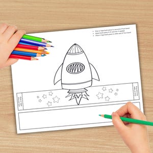 Spaceship Paper Crown Template, Printable Paper Crown, Space Coloring ...
