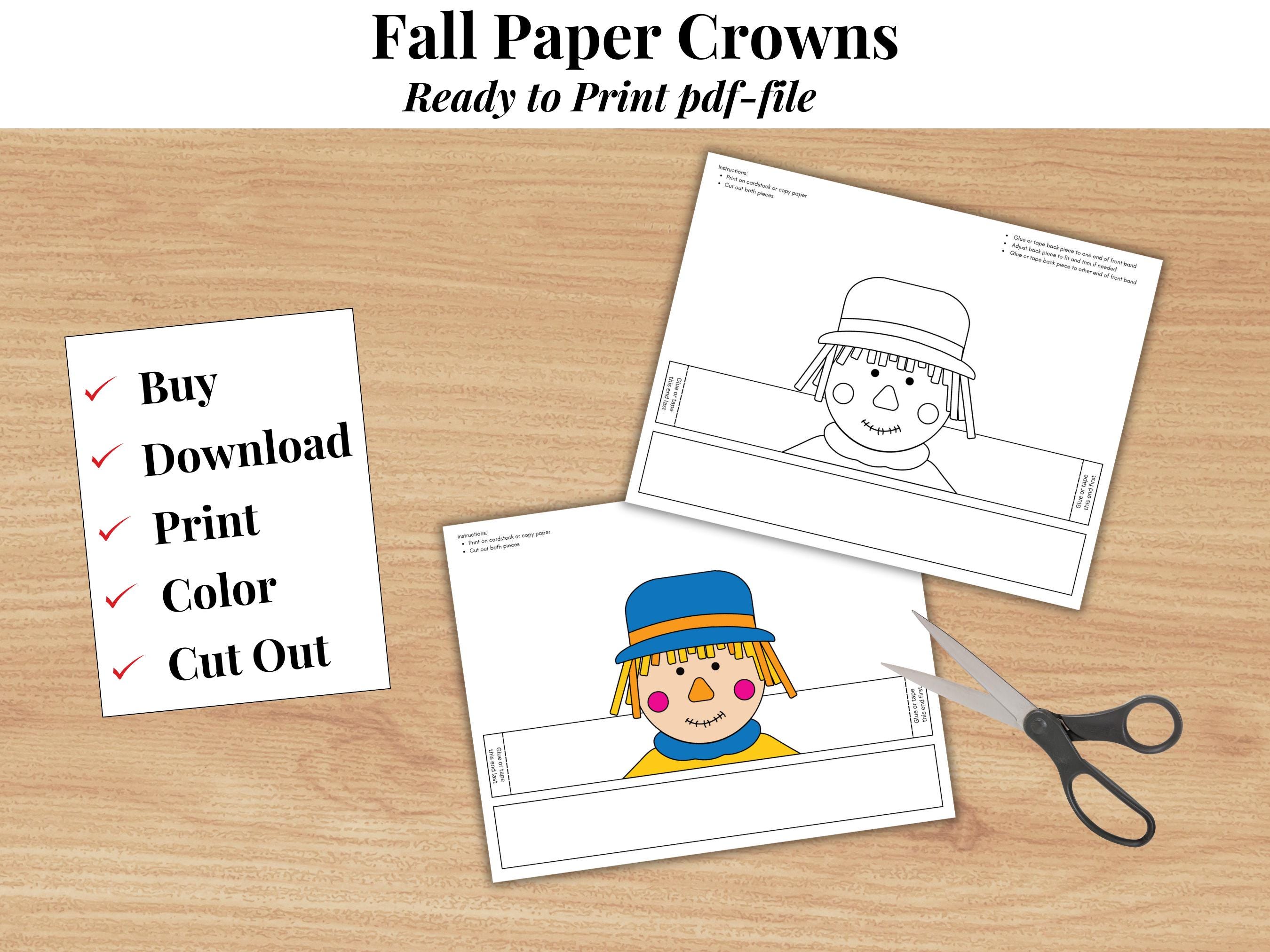 Printable Fall Paper Crowns, Kids Thanksgiving Craft, Autumn Coloring ...