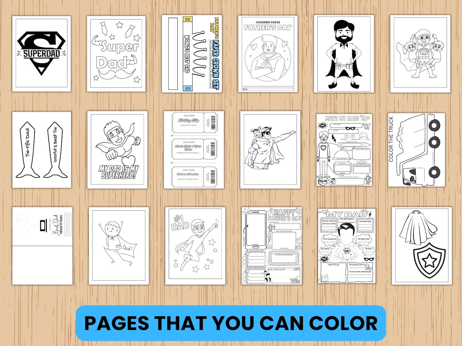 Printable Fathers Day Craft Kit, DIY Fathers Day Activities for Kids ...
