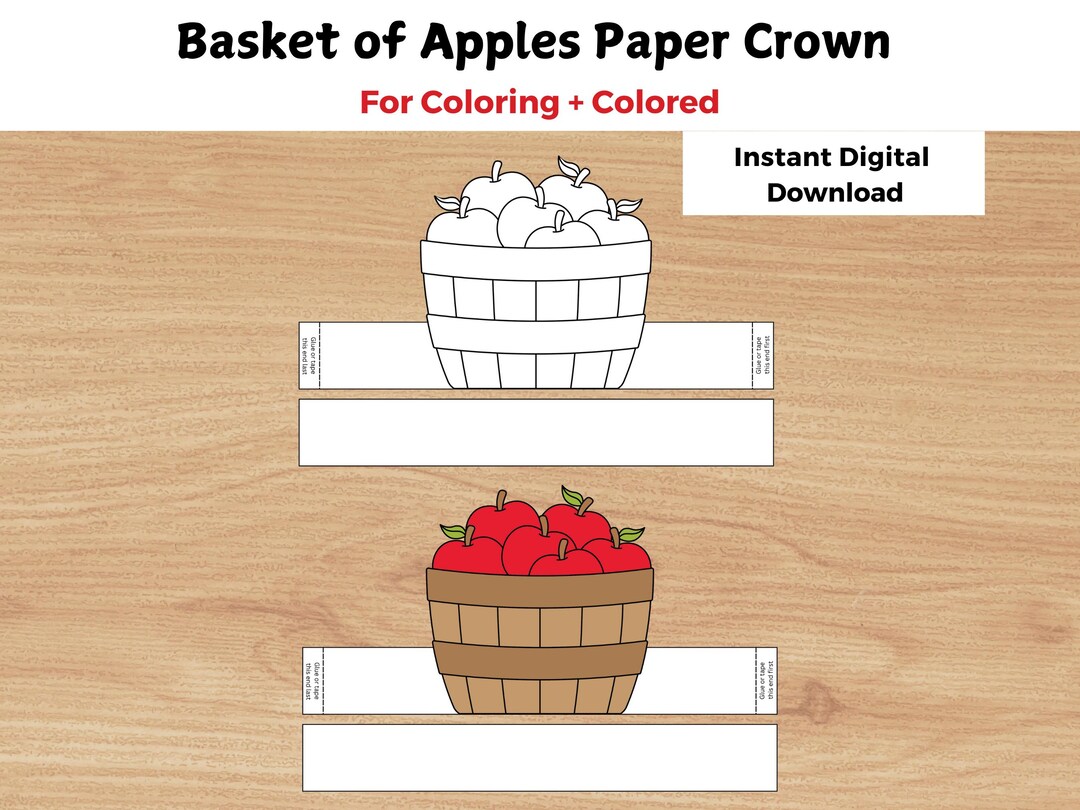 Apples Paper Crown Template, Thanksgiving Autumn Fall Party Craft ...