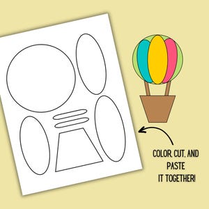 Hot Air Balloon Cut & Paste Activity, Build a Hot Air Balloon Printable ...