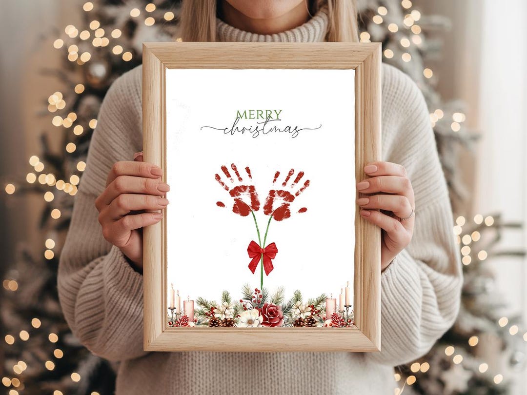 Merry Christmas Handprint Art, Christmas Handprint Craft, Christmas ...