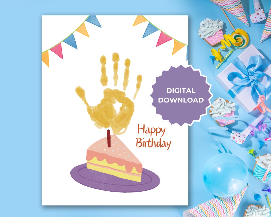 Printable Happy Birthday Handprint Art, Custom Birthday Gift, Baby ...