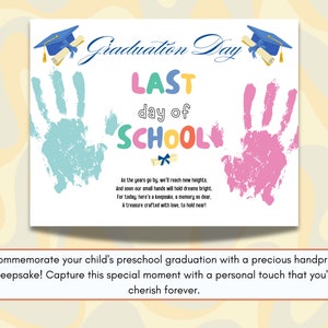 Last Day of School Handprint Art Craft, Kindergarten Preschool ...