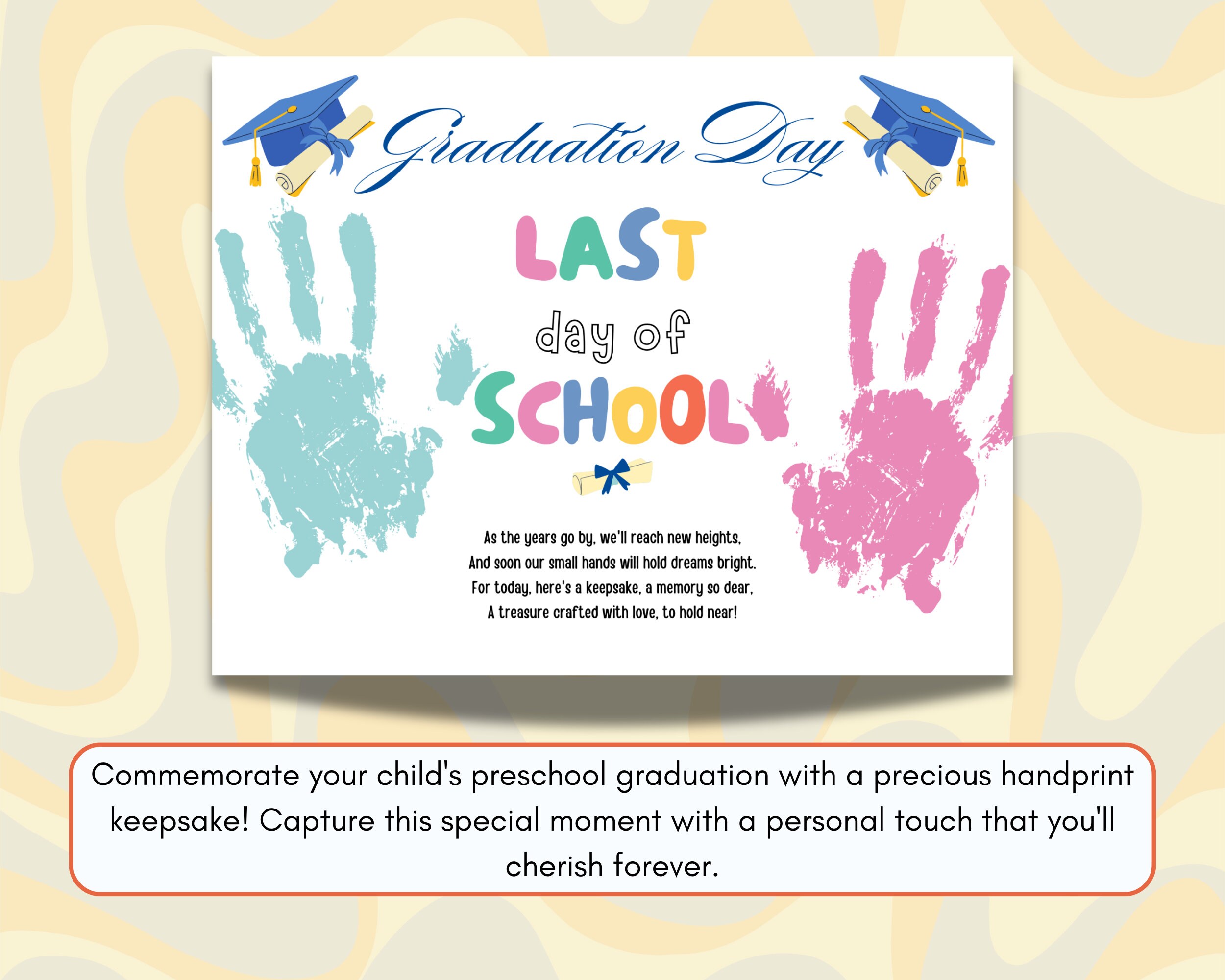 Last Day of School Handprint Art Craft, Kindergarten Preschool ...