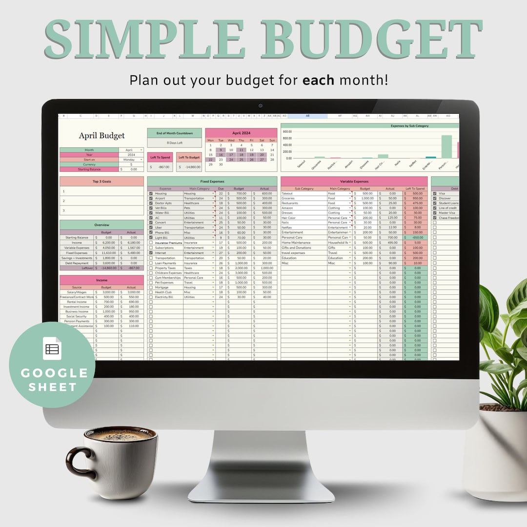 Budget Planner for Google Sheets, Monthly Budget Spreadsheet, Personal Budget Spreadsheet ...