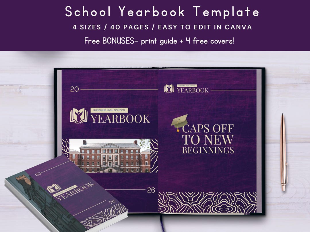 High School Yearbook Template, Editable Senior Yearbook Pages & Photo ...