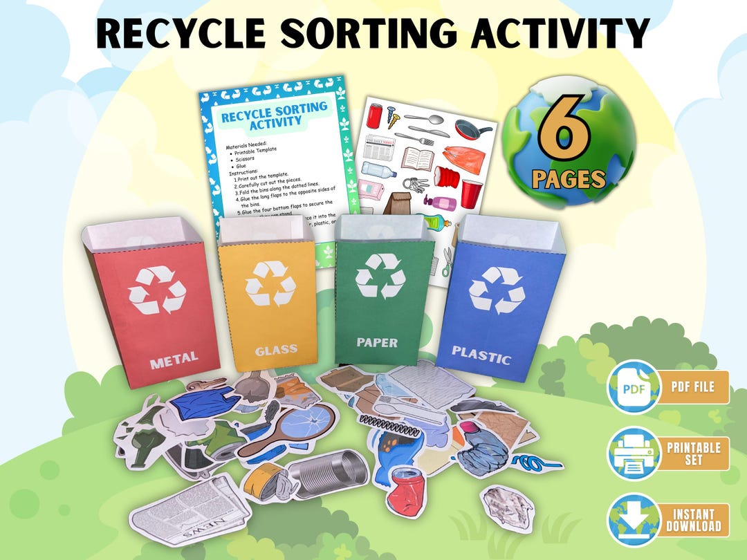 Recycling Paper Activity for Kids, Recycle Sorting, Earth Day Craft ...