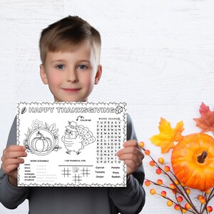 Printable Thanksgiving Activity Mat, Thanksgiving Coloring Page Craft ...