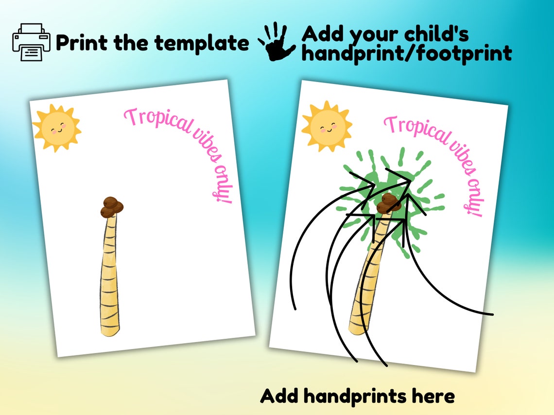 Summer Handprint Craft for Kids, Beach Handprint Craft Baby Keepsake ...