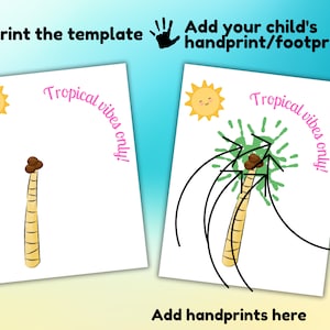 Summer Handprint Craft for Kids, Beach Handprint Craft Baby Keepsake ...