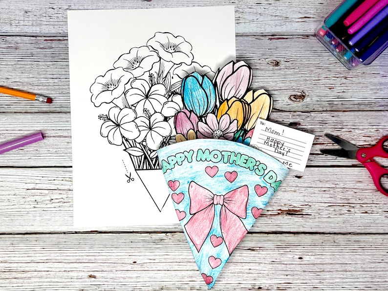 DIY Bouquet Bundle, Mother's Day Printable Flower Craft for Mum (PDF ...