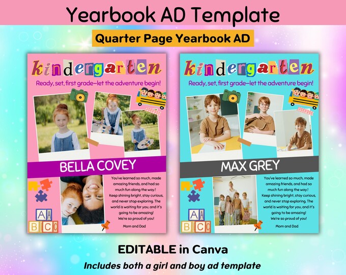 Digital School Memory Book Canva Template Yearbook Design Back to ...