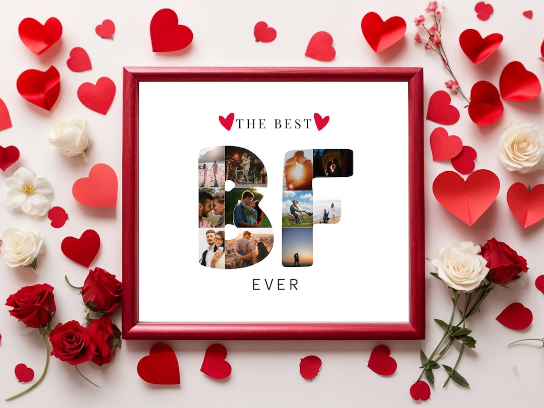 Custom BF Photo Collage, Gift for Boyfriend, Printable Valentine's Day ...