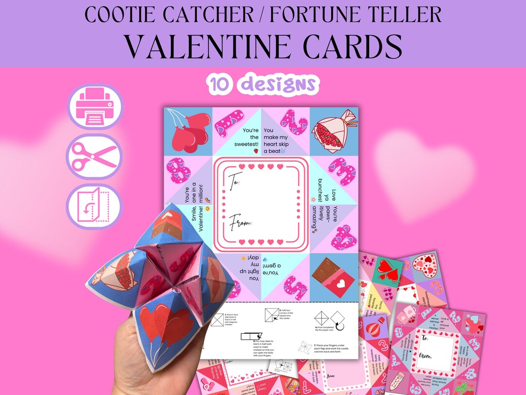 Valentine's Day Fortune Teller for Kids, Printable Valentine's Day ...