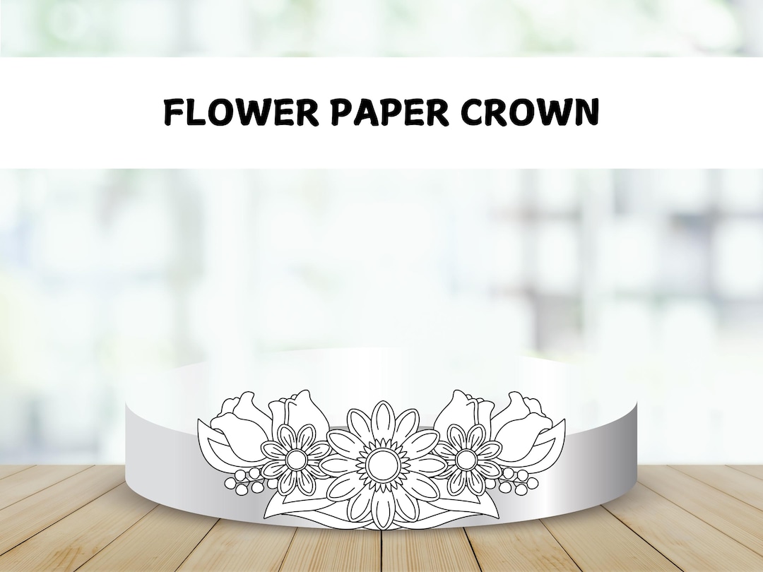 Flower Paper Crown Template, Printable Paper Crown, Fairy Coloring ...