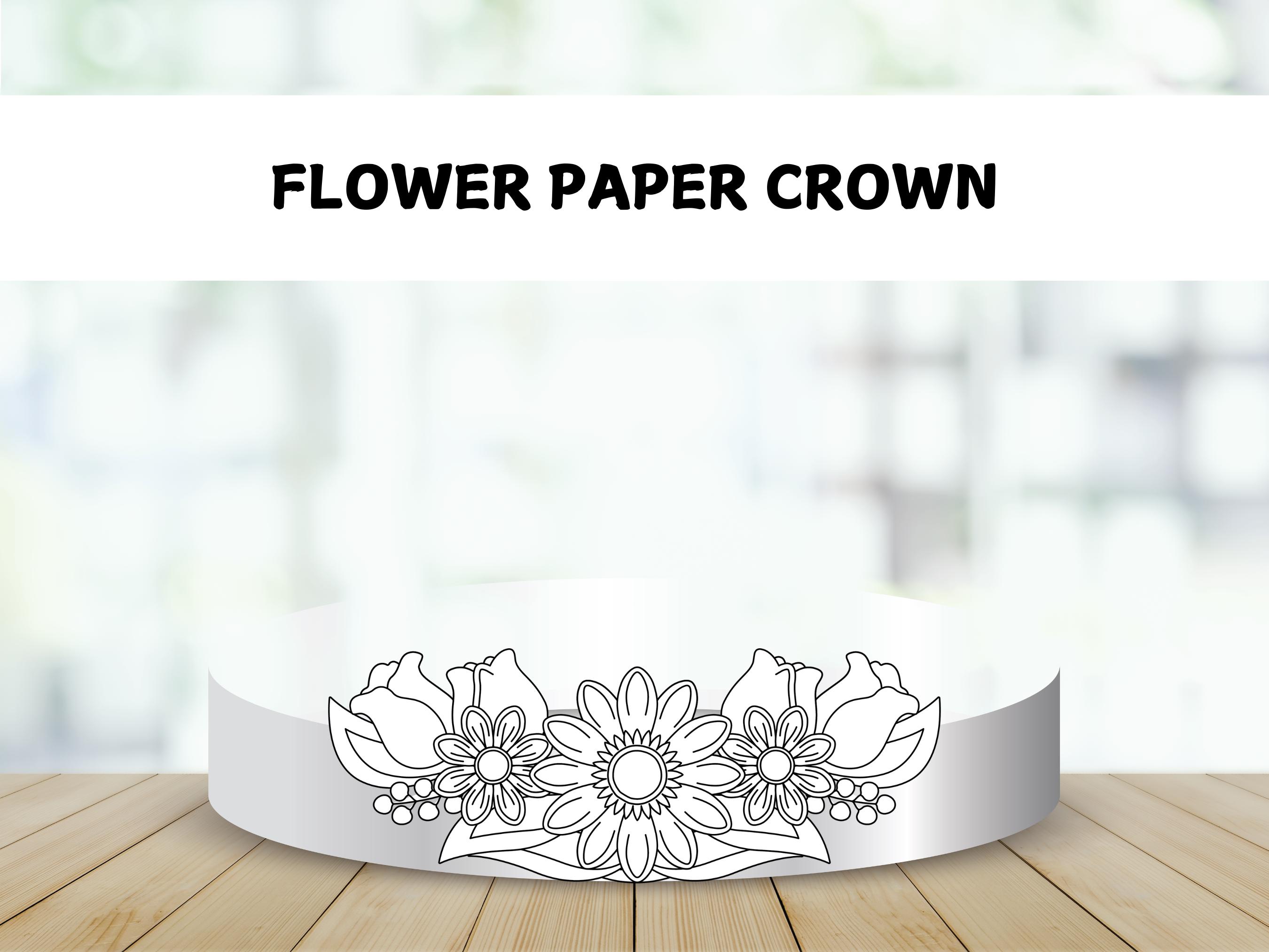 Flower Paper Crown Template, Printable Paper Crown, Fairy Coloring ...