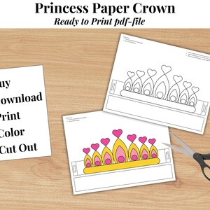 Princess Paper Crown Template Princess Printable Kids Craft Princess ...