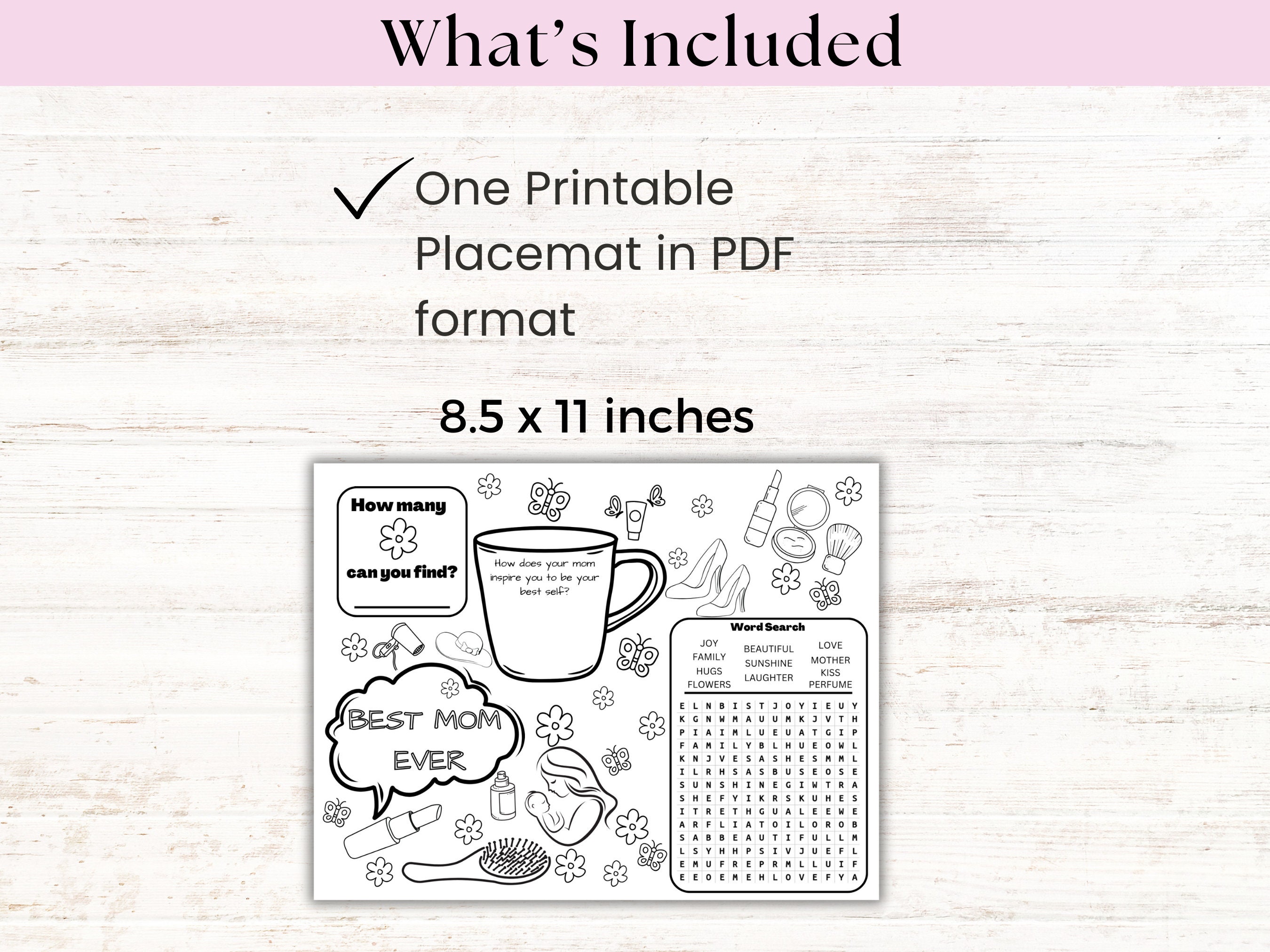 Mothers Day Activity Placemat, Kids Coloring Page Crafts, Mothers Day ...