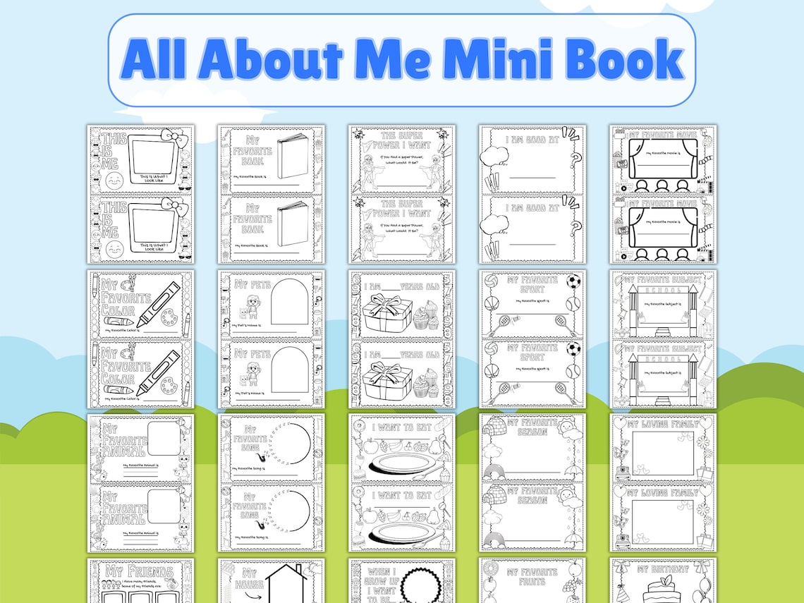 All About Me Mini Booklet, Printable Back to School Mini Book, Back to ...