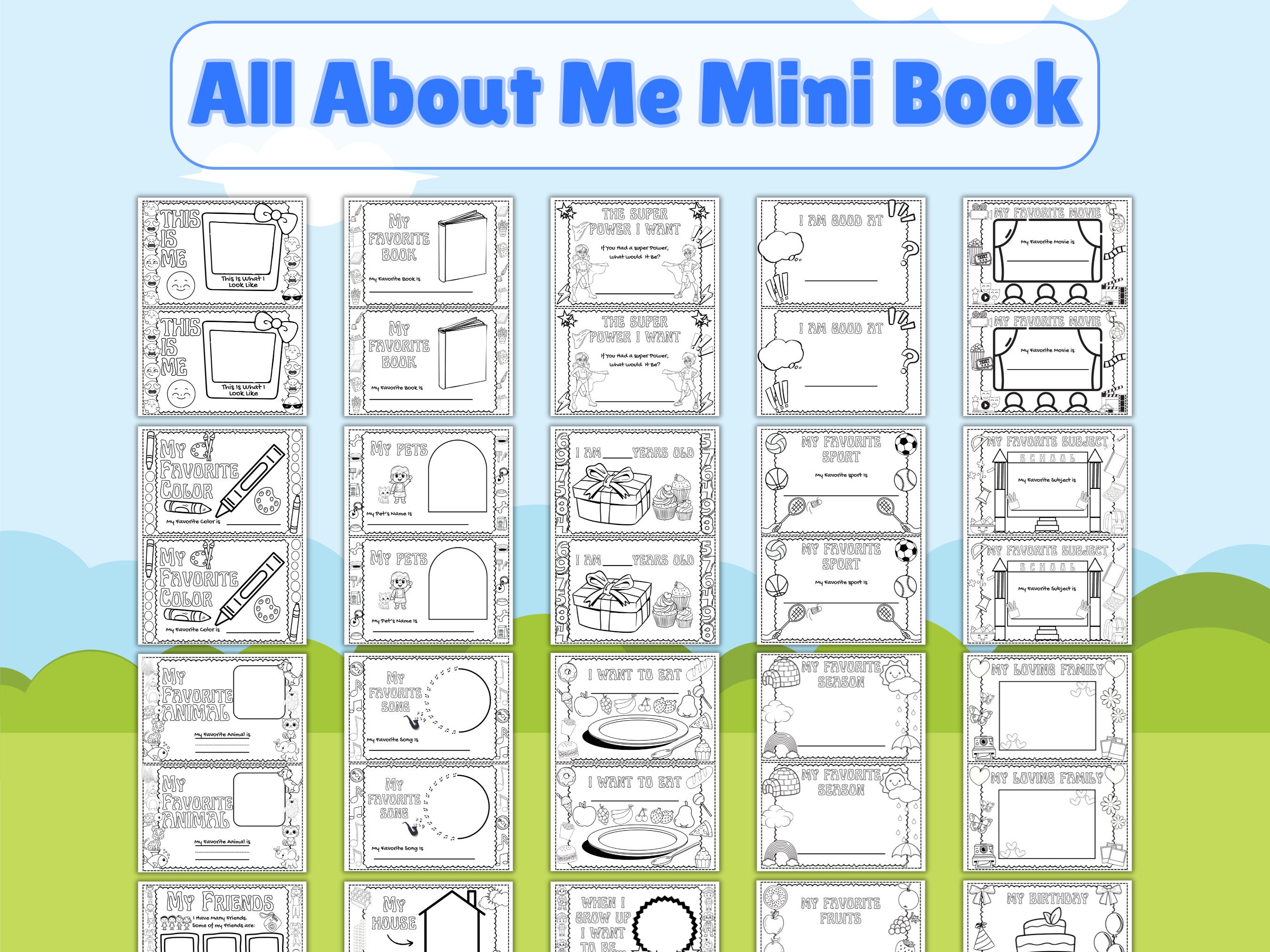All About Me Mini Booklet, Printable Back to School Mini Book, Back to ...