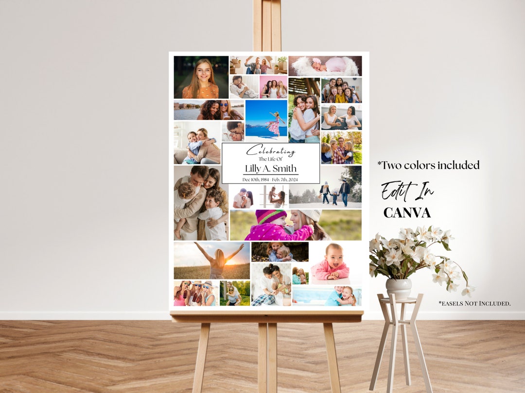 Funeral Photo Collage Template, Funeral Welcome Sign, Memorial ...