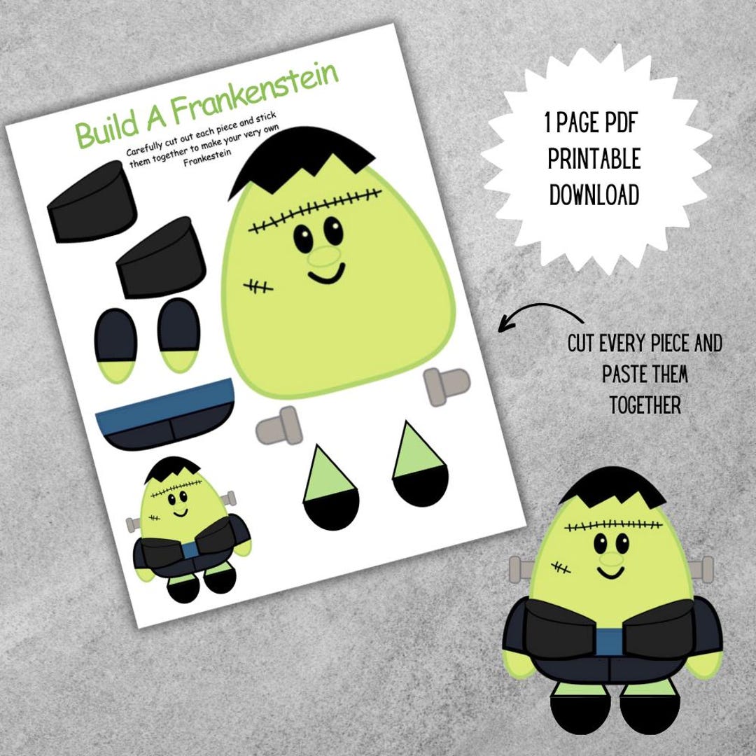 Build a Frankenstein Craft Printable, Cut and Glue Activity, Kids ...