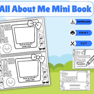 All About Me Mini Booklet, Printable Back to School Mini Book, Back to ...