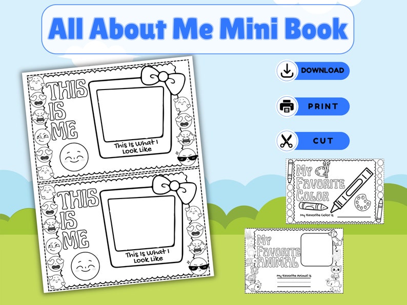 All About Me Mini Booklet, Printable Back to School Mini Book, Back to ...