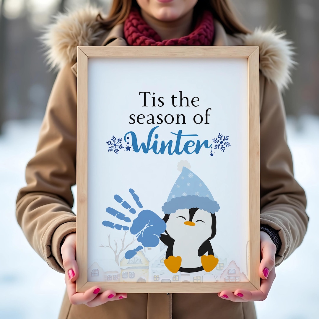 Penguin Handprint Art Craft, Winter Handprint Art Craft, Winter Season ...