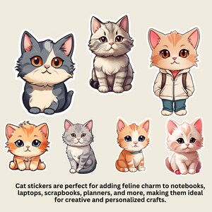 Cute Cat Clipart Digital Stickers Png Bundle, 56 Kawaai Cat Printable ...