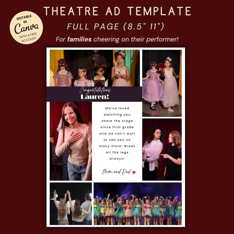 Playbill Ad Template - Etsy