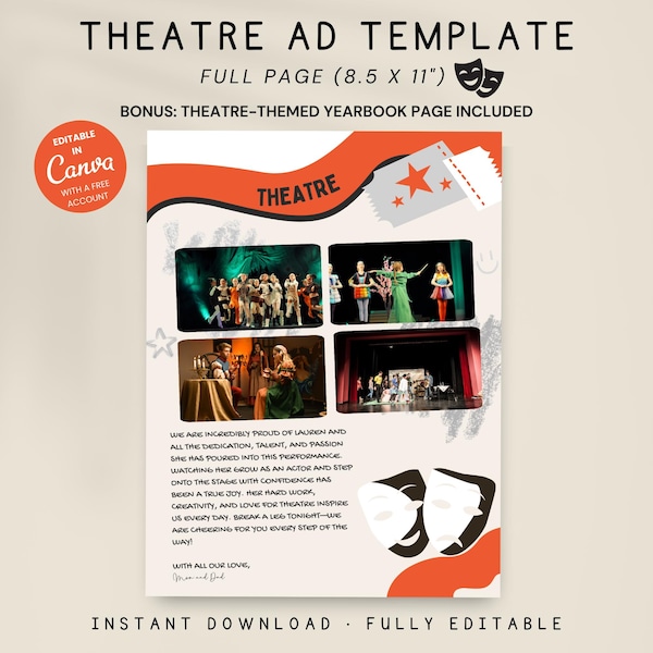 Playbill Ad Template - Etsy