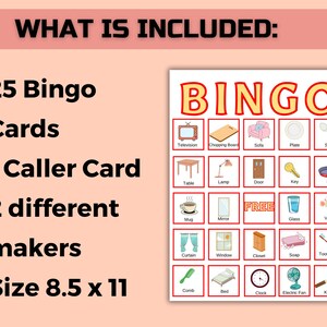 House Items Bingo, Housewarming Bingo for Housewarming Party, House ...