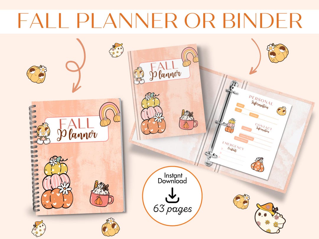 Printable Fall Planner, Fall Binder, Fall Organizer, Fall Daily Planner ...