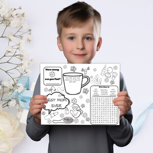 Mothers Day Activity Placemat, Kids Coloring Page Crafts, Mothers Day ...
