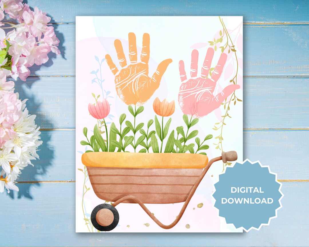 Mothers Day Flower Handprint Art Printable, Spring Craft for Toddlers ...