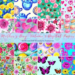Happy Mothers Day Digital Paper Mothers Day Digital Floral Pattern ...