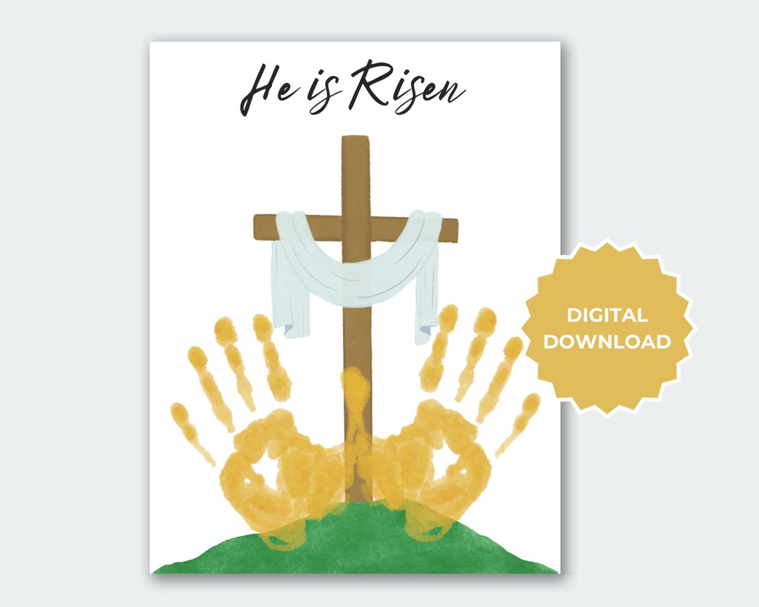 Printable Easter Handprint Craft, He is Risen Christian Activity - Etsy