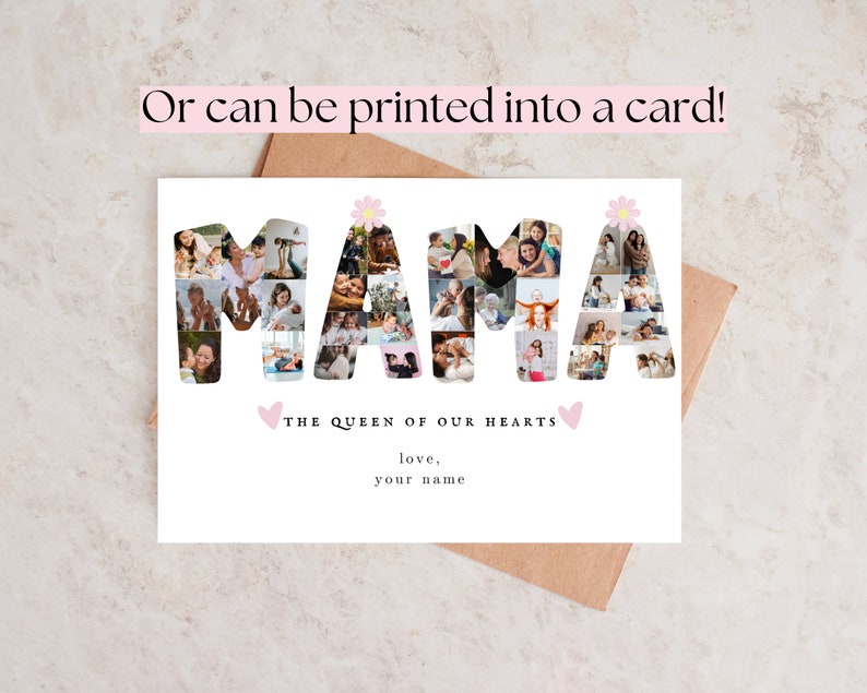 Custom Mama Photo Collage Card Template, Personalized Birthday Gift ...